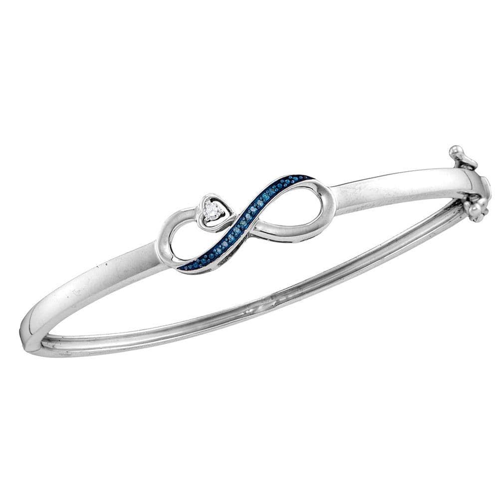 Sterling Silver Women Blue Diamond Infinity Bangle Bracelet