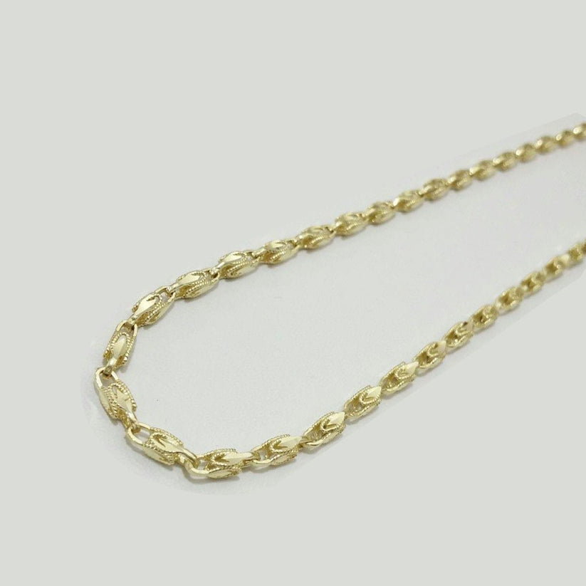 Womens 10K Yellow Gold Turkish 3MM Chain Necklace