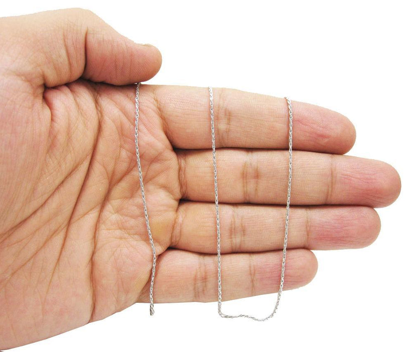 14K White Gold 1MM Rope Chain Diamond Cut Necklace