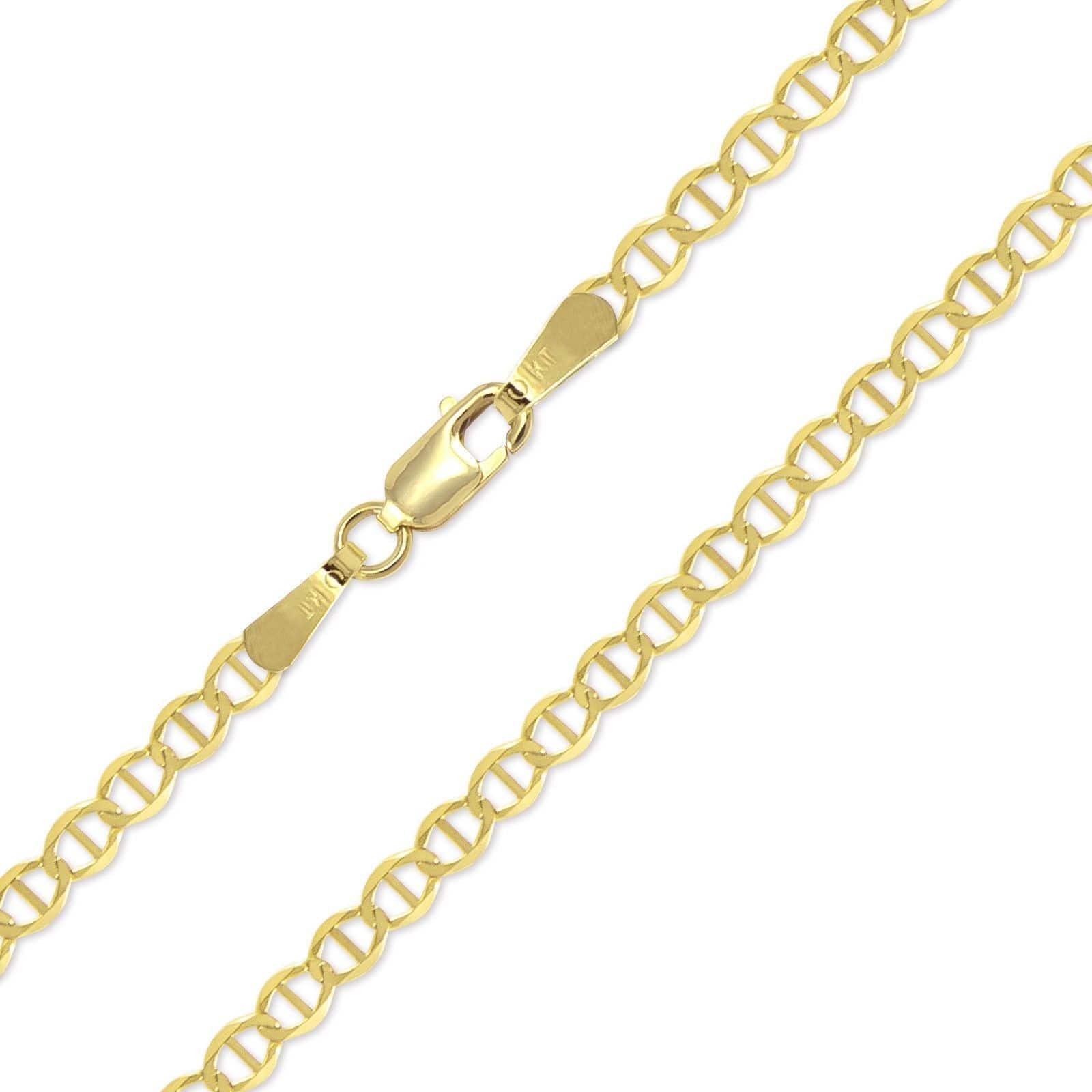 4MM 10K Yellow Gold Hollow Mariner Link Chain - Jawa Jewelers
