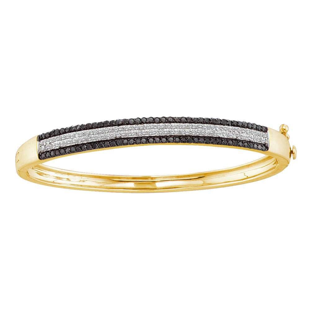 14K Yellow Gold Womens Round Black Color Diamond Bangle Bracelet - Jawa ...
